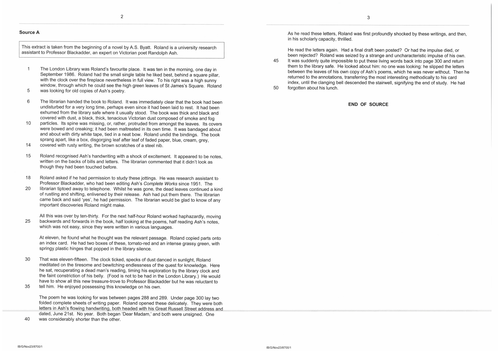 Aqa Gcse English Language Paper 1 Possession A S Byatt Creative Reading