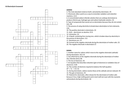 CROSSWORDS FOR GCSE CHEMISTRY | Teaching Resources