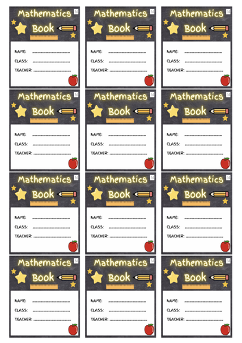 Maths Book Name Sticker Labels Digital for Primary Schools and Home ...