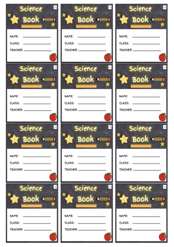 Science Book Name Sticker Labels (Digital) for Primary Schools and Home ...
