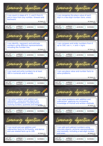 Y2 Maths Objectives - Learning & Assessment Stickers, Digital ...