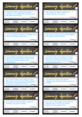Y6 Maths Objectives - Learning & Assessment Stickers, Digital ...