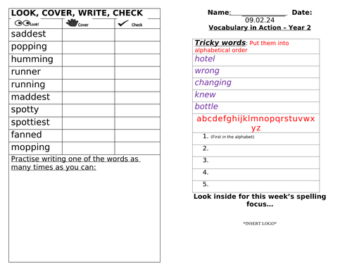 Year 2 Spelling Homework Activity Sheets, and Phonics | Teaching Resources