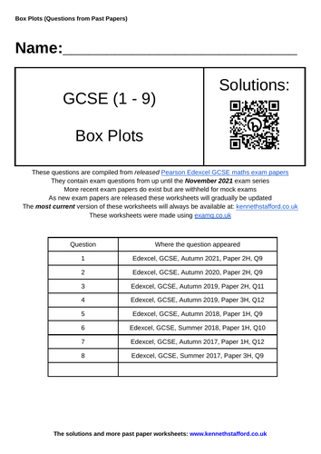 Box Plots Gcse Maths Past Paper Questions Teaching Resources