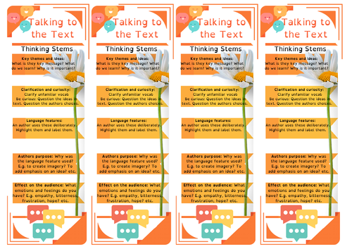 Literacy Strategy: Talking to the Text Bookmark | Teaching Resources