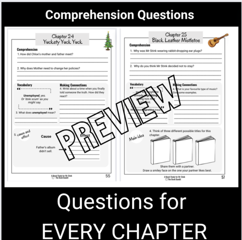 MR STINK Novel Study and Reading Comprehension Questions | Teaching ...