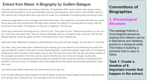 Non-fiction: Reading Biographies - Lionel Messi | Teaching Resources