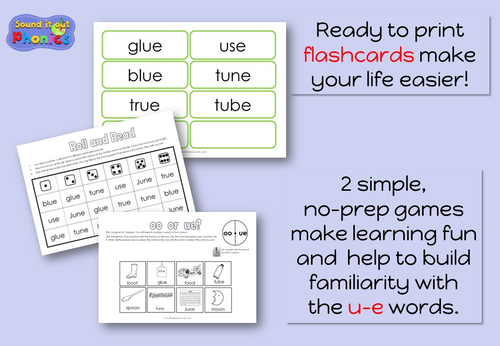 U-E Phonic Worksheets: Silent E, Long Vowels, Split Digraphs | Teaching ...