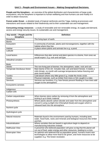 Edexcel B GCSE Geography People & Biosphere Lessons | Teaching Resources