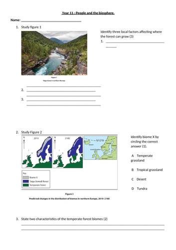 Edexcel B GCSE Geography People & Biosphere Lessons | Teaching Resources