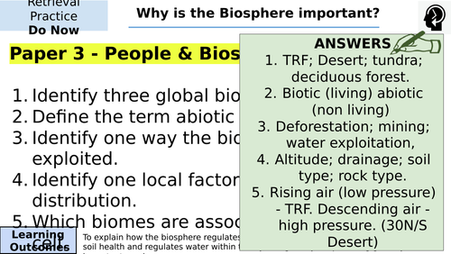 Edexcel B GCSE Geography People & Biosphere Lessons | Teaching Resources