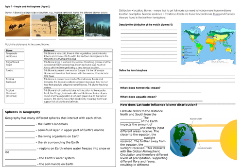 Edexcel B GCSE Geography People & Biosphere Lessons | Teaching Resources