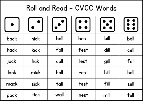 Roll and Read CVCC Words - Reading Activities - Fluency Practice ...
