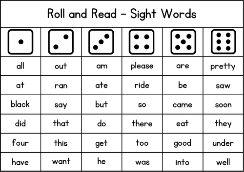 Roll and Read Sight Words - Game Cards - Reading Activities | Teaching ...