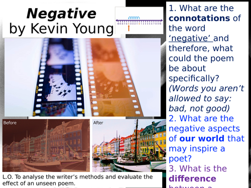 Negative by Kevin Young Poetry Lesson | Teaching Resources