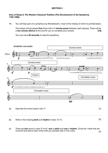 EDUQAS/WJEC A LEVEL MUSIC MELODIC DICTATION - WCT | Teaching Resources