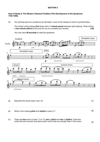 EDUQAS/WJEC A LEVEL MUSIC MELODIC DICTATION - WCT | Teaching Resources