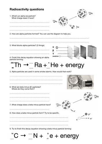 Edexcel iGCSE radioactivity types worksheet, 9-1 iGCSE physics ...