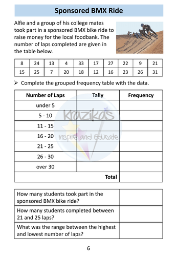 Grouped Data Workbook - Statistics - Level 1 Functional Skills Maths | Teaching Resources
