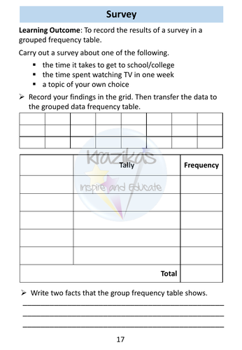 Grouped Data Workbook - Statistics - Level 1 Functional Skills Maths | Teaching Resources