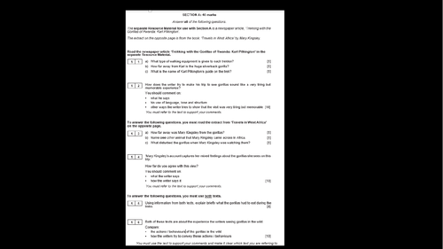 EDUQAS PAPER 2 READING Q1-Q6 WALKTHROUGH (WITH MOCK AND VIDEO PODCAST) | Teaching Resources