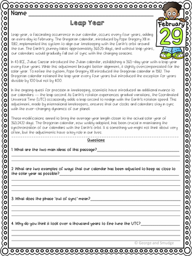 Leap Year Reading Comprehensions KS2 | Teaching Resources