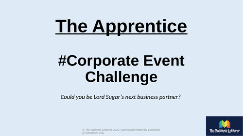 The Apprentice: Corporate Event Challenge | Teaching Resources