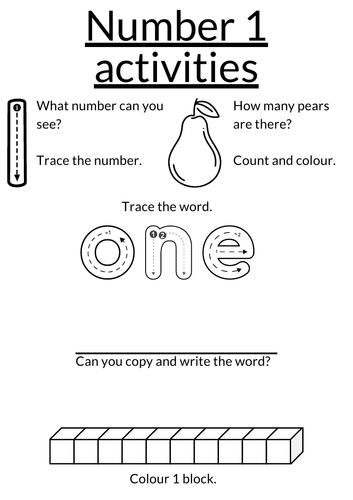 Numbers 1-5 Tracing and Counting Activity | Teaching Resources