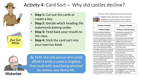 Card Sort - Why did castles decline in importance? | Teaching Resources