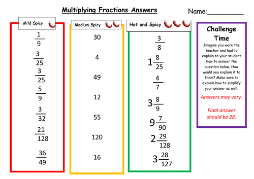 Multiplying Fractions Differentiated Lesson and Worksheet with Answers ...