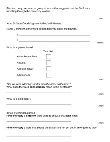 Y6 KS2 SATs Reading Practice 4 lessons Test Style Questions The Swifts ...