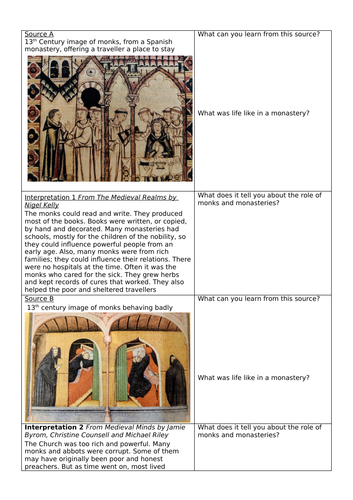 Lesson 5 - Role of the monasteries | Teaching Resources