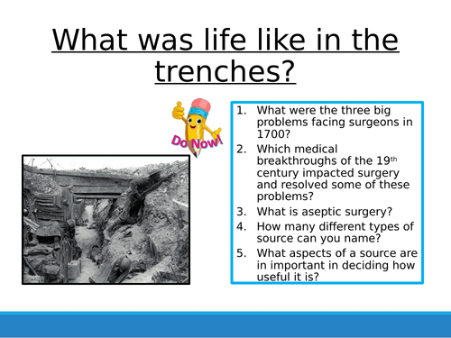 WWI Medicine - Trench System | Teaching Resources