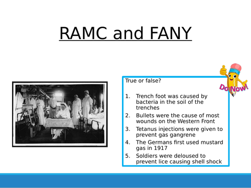 WWI Medicine - RAMC and FANY | Teaching Resources