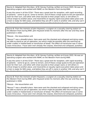 GCSE Medicine in Britain - WWI | Teaching Resources