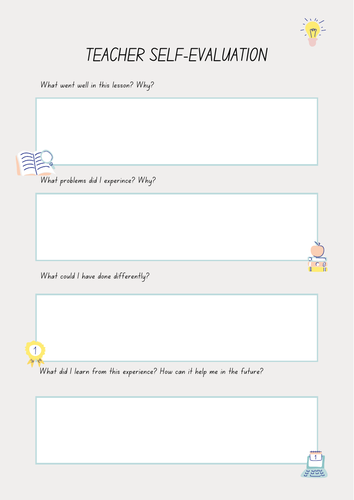 Teacher self evaluation | Teaching Resources