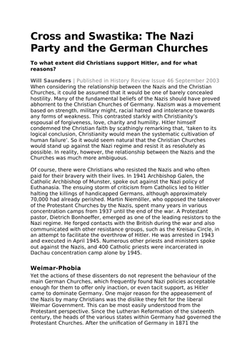 How did Hitler and the Nazis control Germany - the Church | Teaching ...