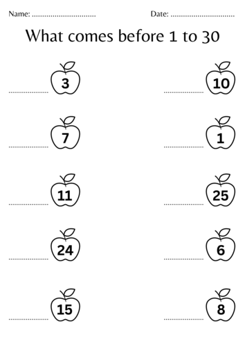 What comes before worksheet 1 to 30 | Teaching Resources