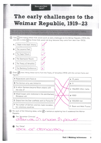 Weimar and Nazi Germany Revision 1 | Teaching Resources