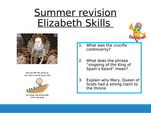 Early Elizabeth Revision 3 - Skills | Teaching Resources