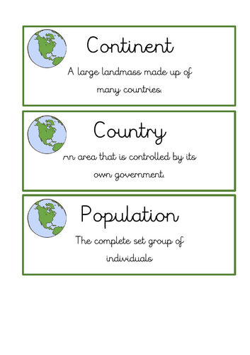 North America Key Terms Flash Cards Display | Teaching Resources