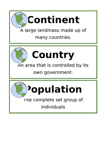 North America Key Terms Flash Cards Display | Teaching Resources