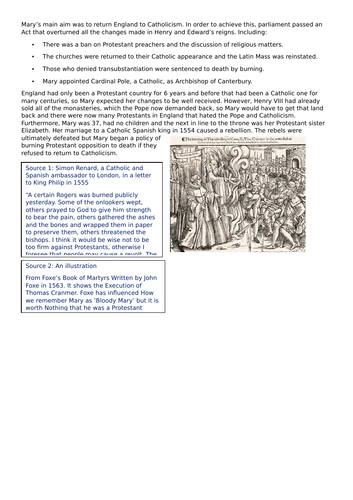 Tudors 9 - Mary I religious changes | Teaching Resources