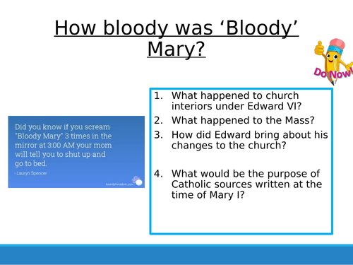 Tudors 10 - Bloody Mary | Teaching Resources