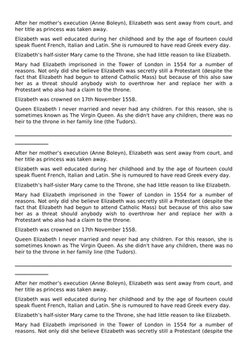 Tudors 11 - Intro to Elizabeth | Teaching Resources