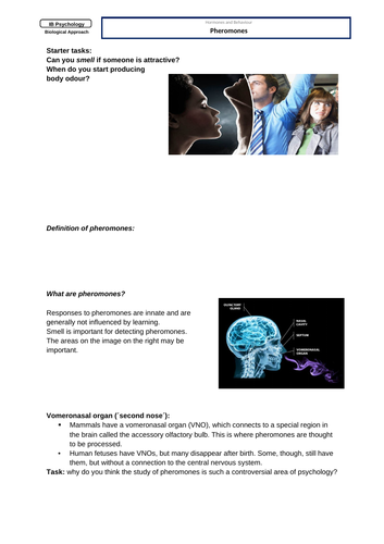 IB Psychology: Pheromones & behaviour | Teaching Resources