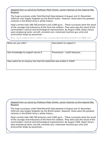 WWI 9 - Stalemate | Teaching Resources