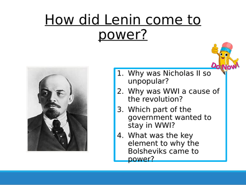 Russian Revolution 8 - Lenin's rise to power | Teaching Resources