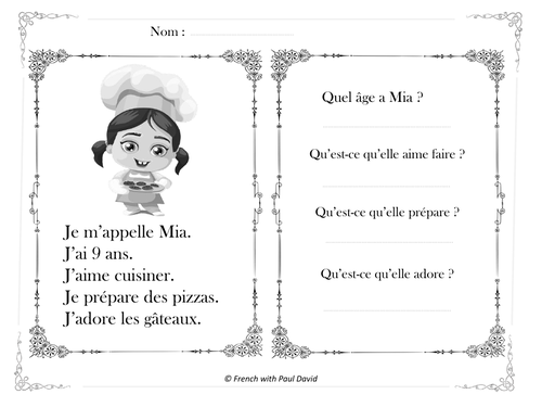 Compréhension de lecture 1re et 2e année - French easy reading ...