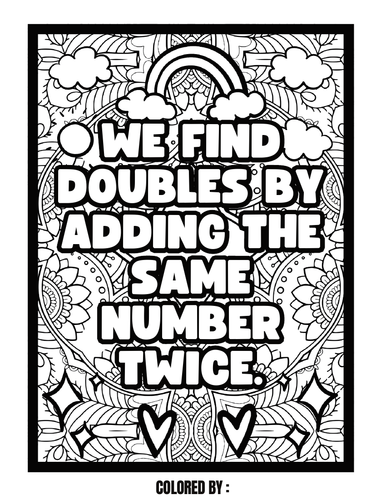 Doubles Facts Coloring Pages, 3rd Grade Door Decorations Saying, Word ...